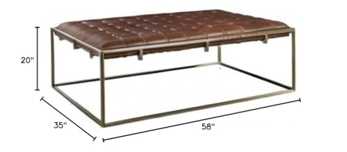 Universal Furniture Curated Collection Travers Cocktail Ottoman in Brompton Brown Leather