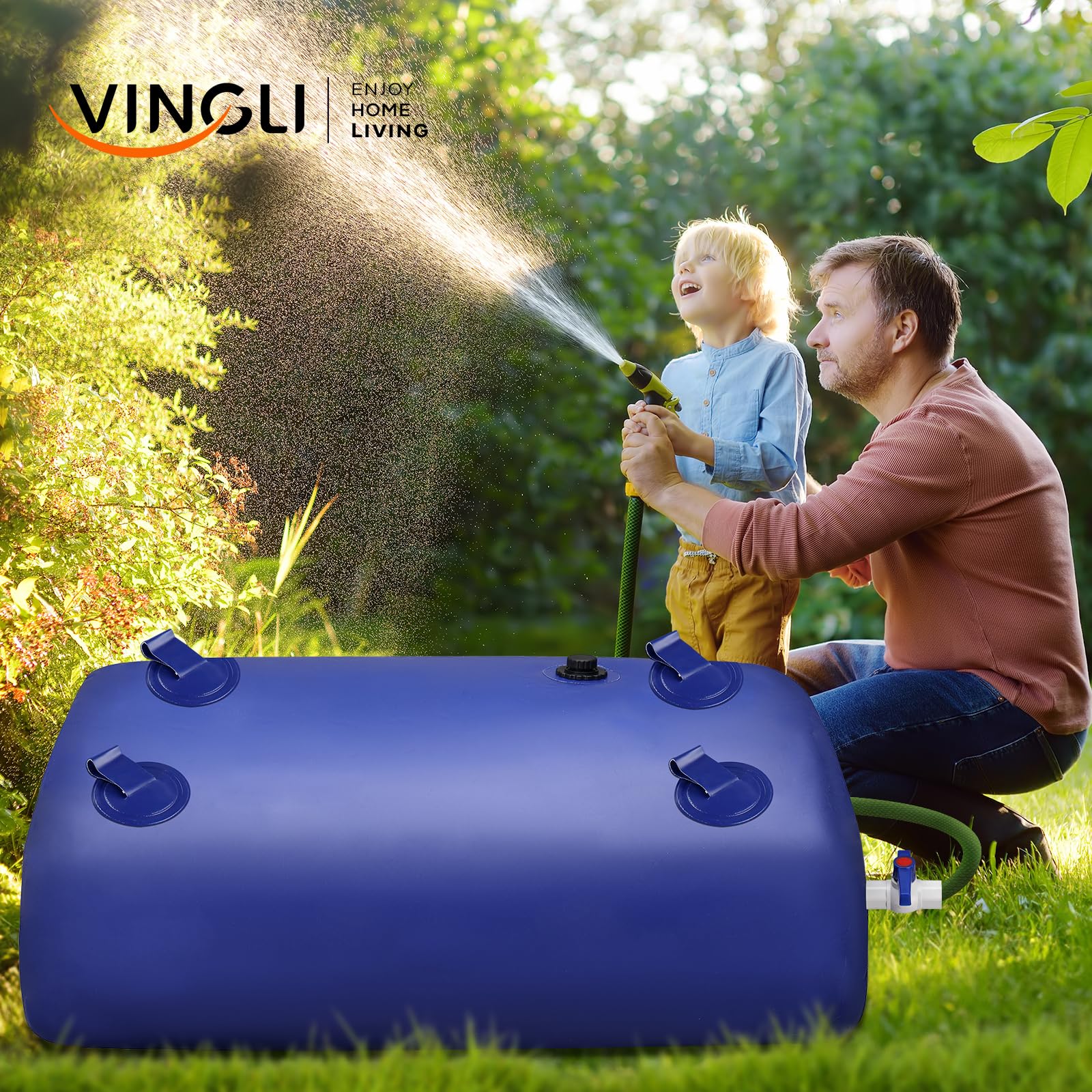 VINGLI 400L/100 Gallon Water Tank, Foldable Portable Water Bob, Large Capacity Soft Water Bladder Storage Containers,Water Bag, for Emergency Water, RV Camping, Garden