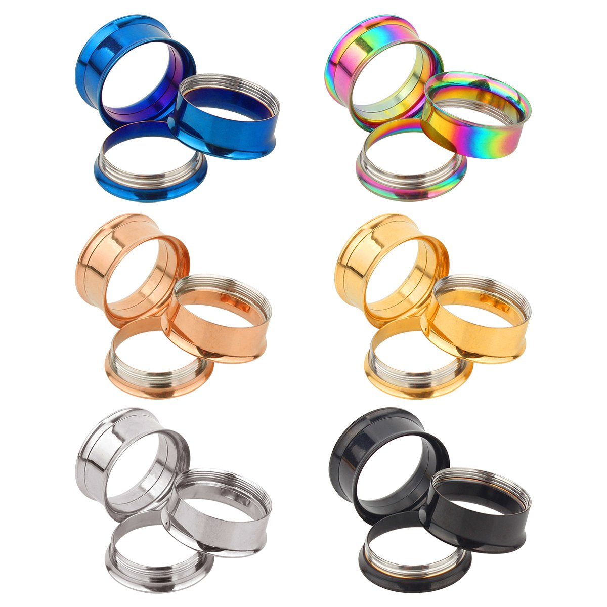 TOPBRIGHT Surgical Stainless Steel Screwed Expander Stretcher Body Piercing Jewelry Ear Gauges Tunnels Plugs 14pcs Set