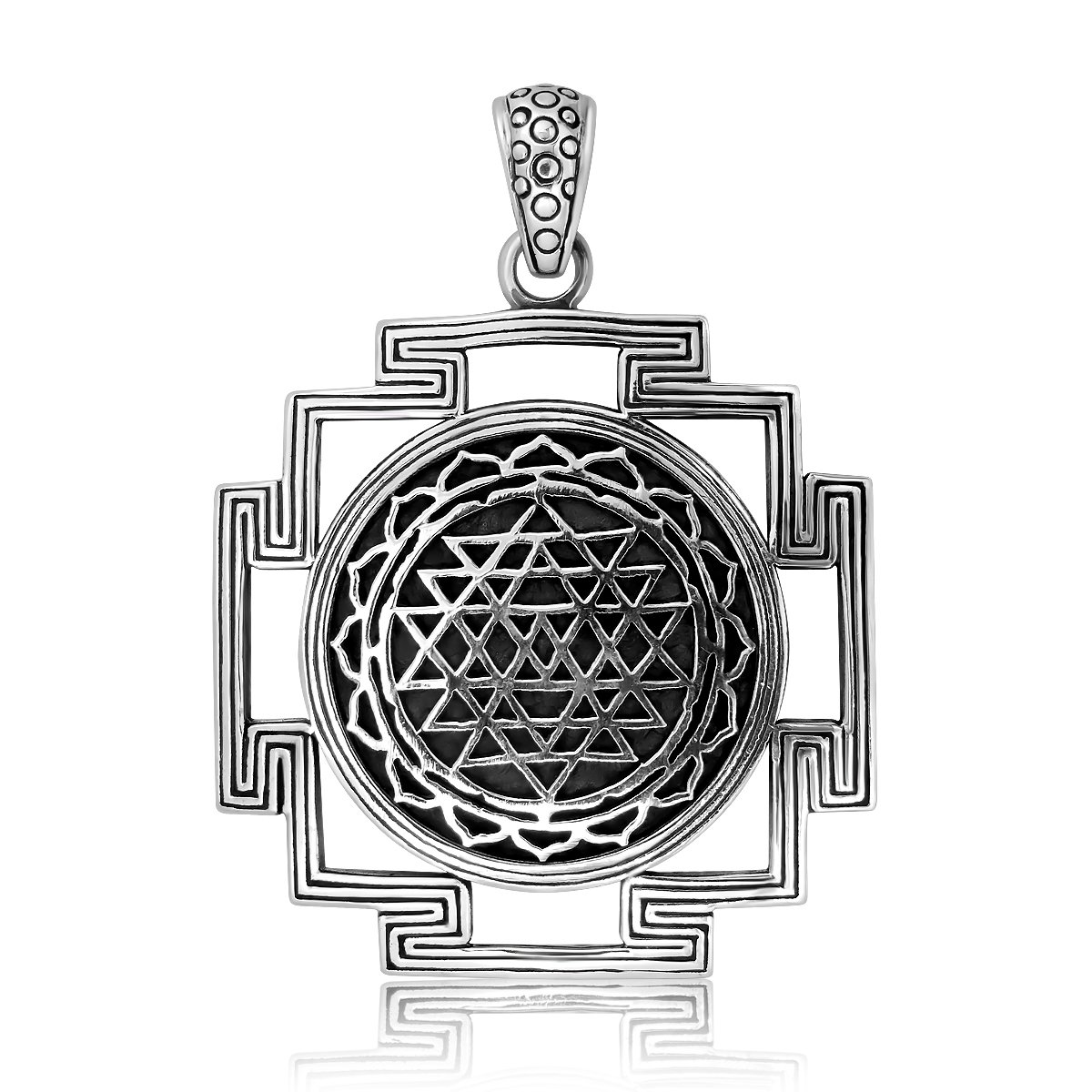 WithLoveSilver Sterling Silver Sri Yantra Chakra Sacred Geometry Talisman Pendant