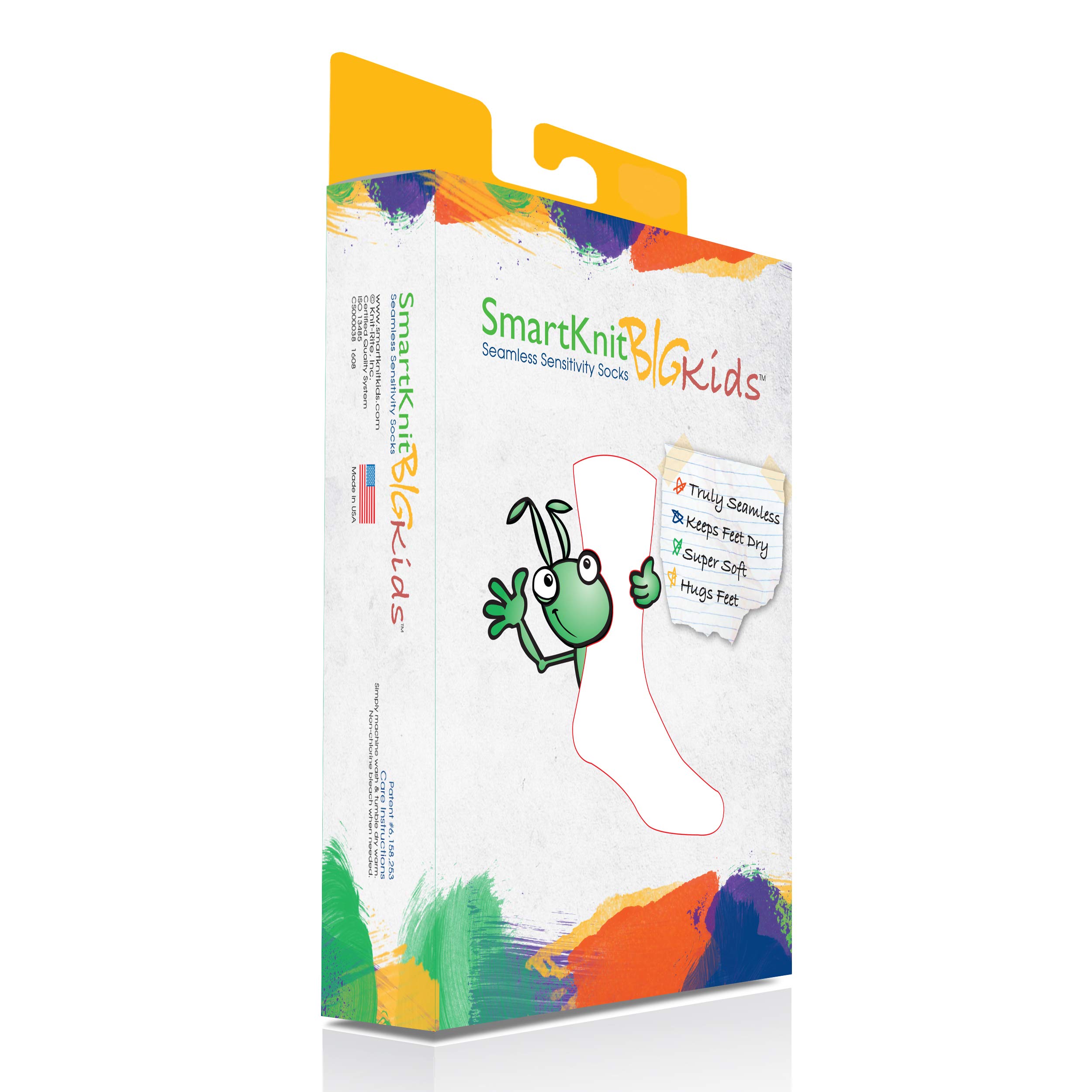 SmartKnitBigKIDS Seamless Sensitivity Socks (White, Small)