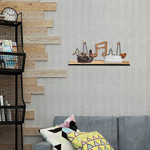 ZART HOME 24" Floating Shelf with Music Note - Hanging Mounted Kitchen Storage Shelves - Wall Decoration Shelf for Living Room(Brown)