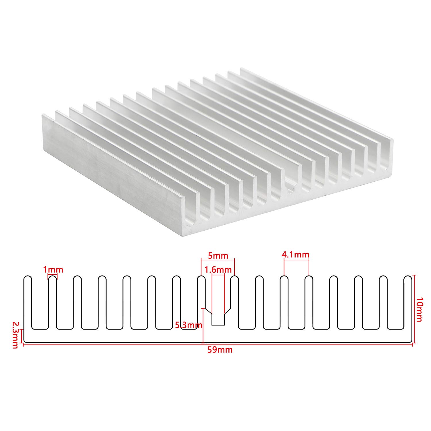 Unxuey 60mm x 60mm x 10mm Aluminum Module Heatsinks Aluminum Profile Heat Sink Cooler Cooling Fin for Power Amplifier Transistor (Pack of 10)