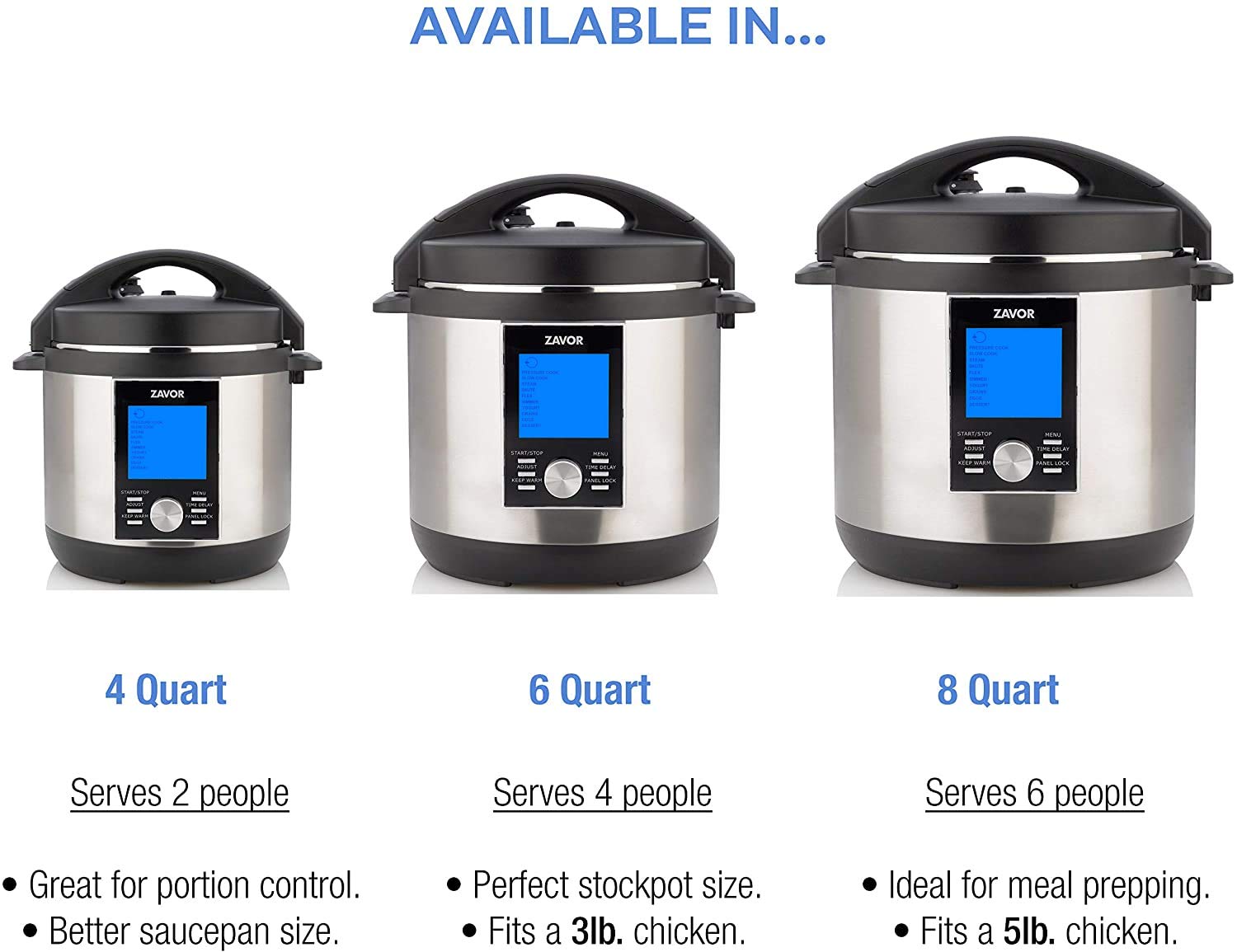 Zavor LUX LCD 6 Quart Programmable Electric Multi-Cooker: Pressure Cooker, Slow Cooker, Rice Cooker, Yogurt Maker, Steamer and more - Black (ZSELL22)