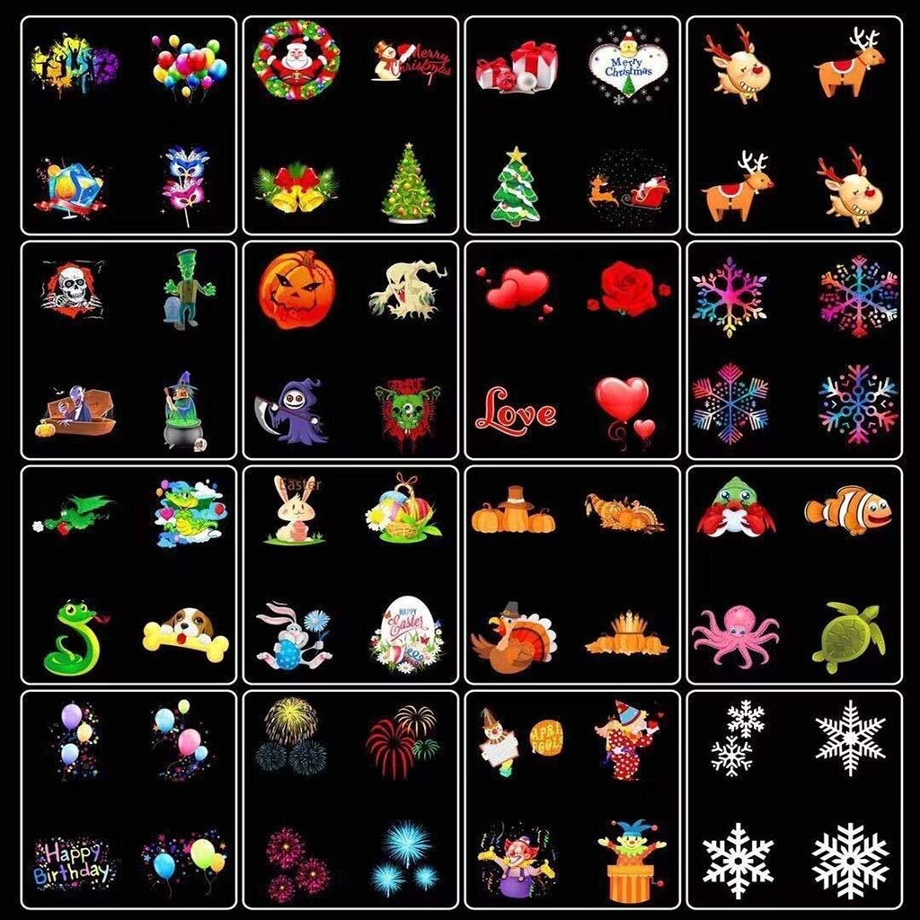 ZBM--ZBM Christmas Light Projector,16 Pattern Snowflake Projector Lights With Remote Control, IP65 Waterproof Rotating Snowfall Landscape Light For Garden Christmas Halloween Party Wedding Home Decora
