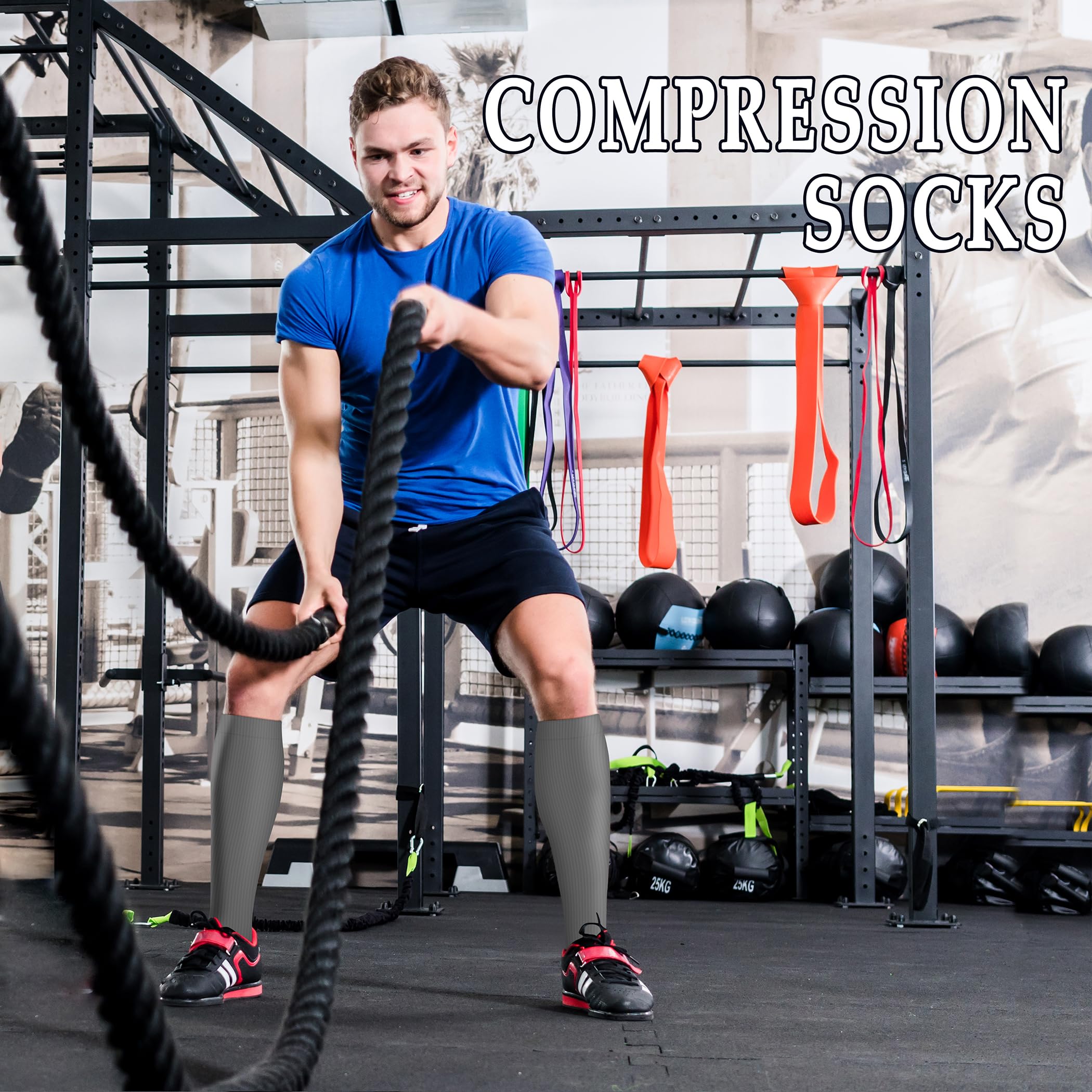 WITHYOU Compression Socks (7 Pairs), 15-20 mmHg is Best Athletic for Men & Women, Running, Flight, Travel, Pregnant - Boost Performance, Blood Circulation & Recovery