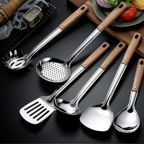 Thickened Stainless Steel Stir-fry Spoon, Household Kitchenware Set, Pot Spatula, Soup Spoon, Frying Shovel, Hot Pot Colander