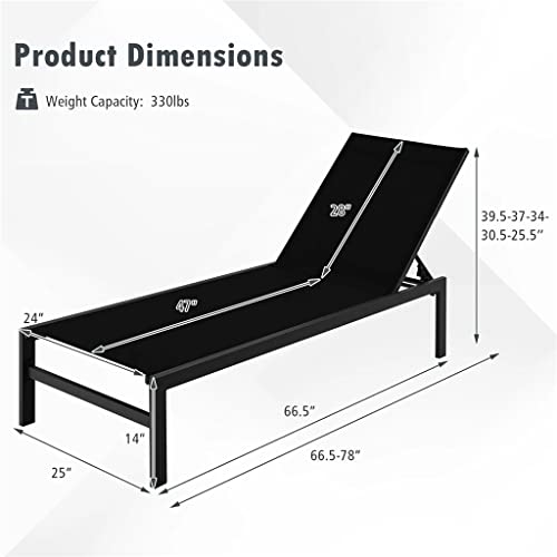 XXXDXDP 2 Piece Recliner Chair Aluminium Adjustable Recliner Black