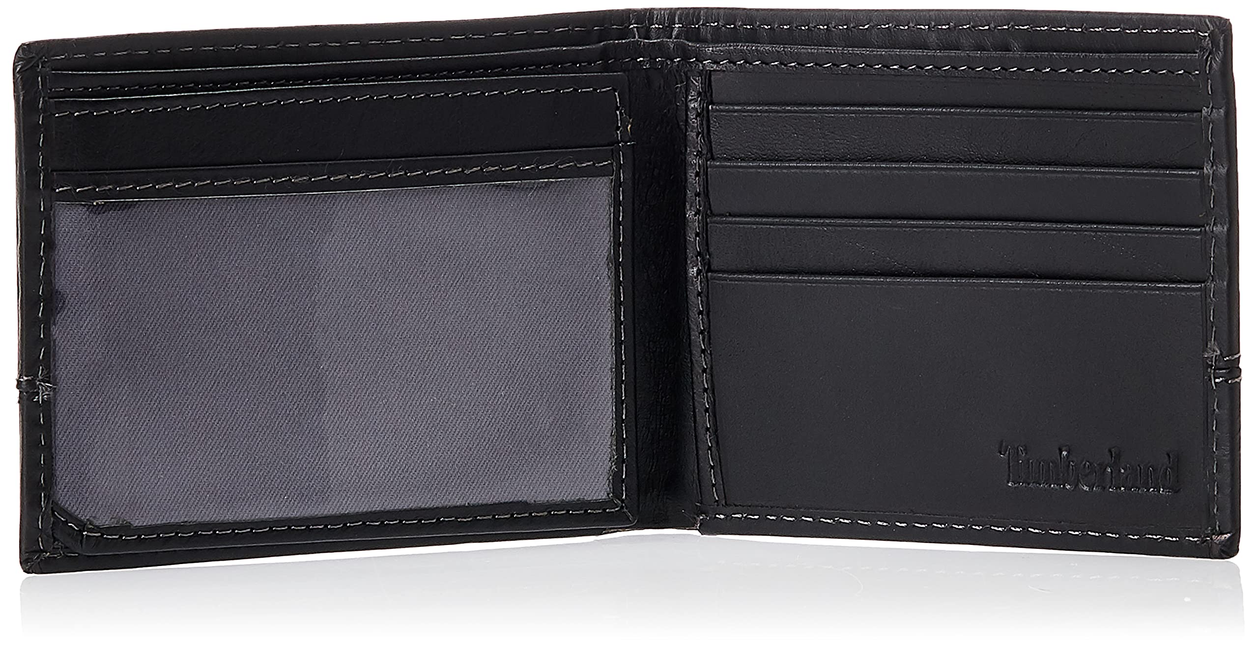 Timberland mens Leather Passcase Trifold Wallet Hybrid, Black/Cognac, One Size