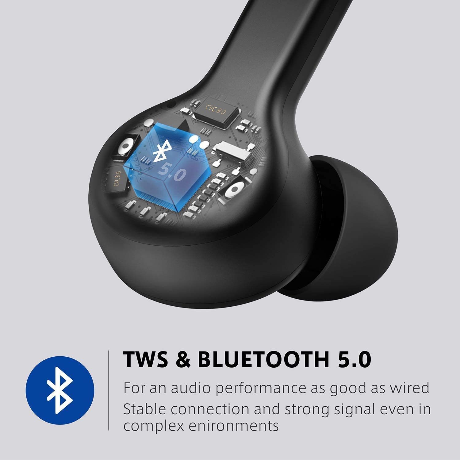Wireless Earbuds, [Upgraded] Boltune Bluetooth V5.0 in-Ear Stereo [USB-C Quick Charge] IPX7 Waterproof Wireless Headphones 40Hours Playing Time Bluetooth Earbuds Built-in Mic Single/Twin Mode