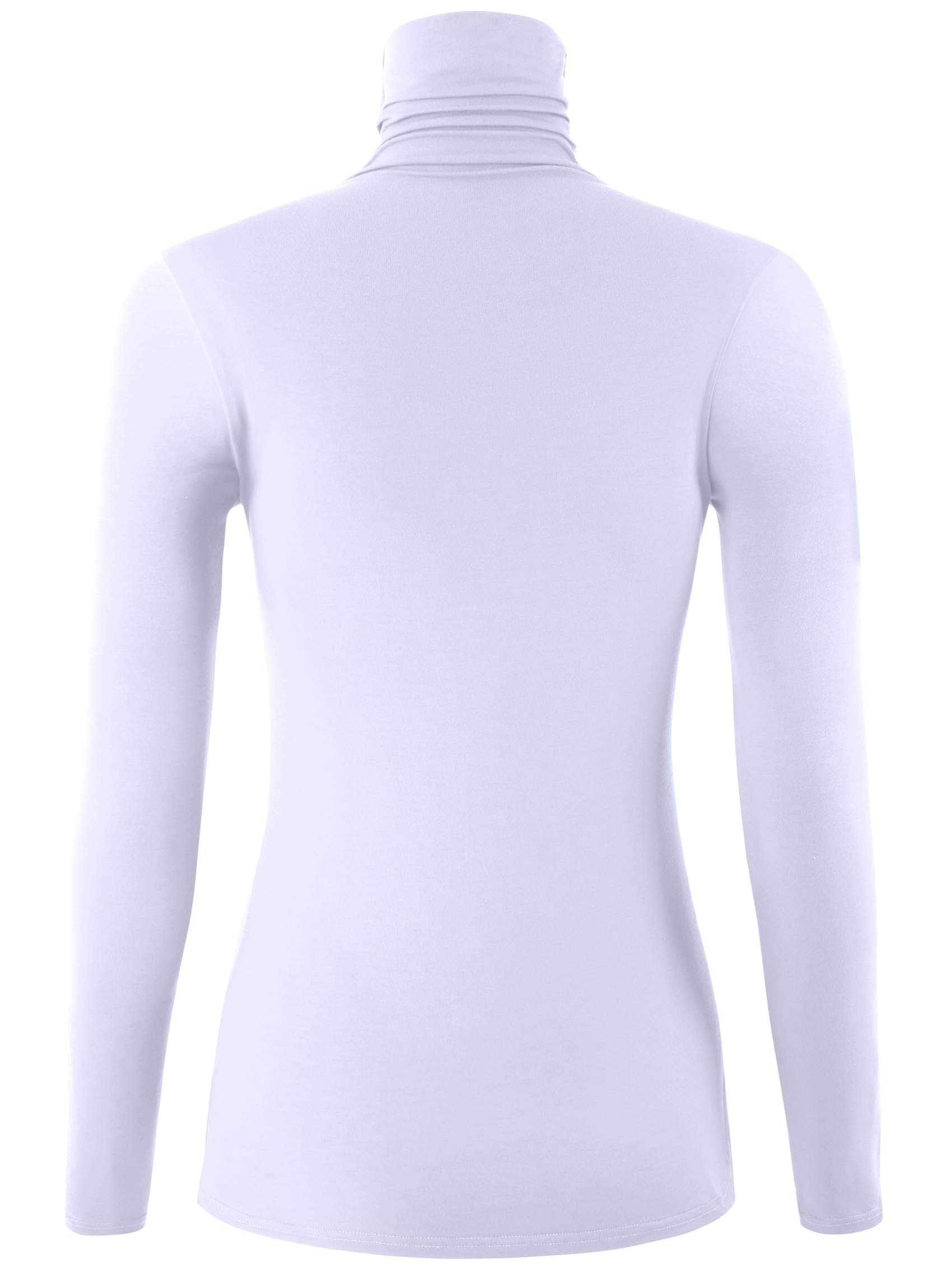 Womens Long Sleeve Turtleneck Lightweight Pullover Slim Shirt Top White Medium