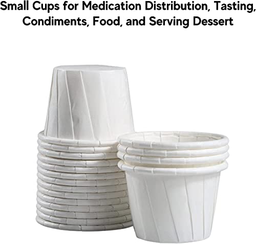 Vakly Disposable Paper Souffle Medicine Cups 3/4 oz [Pack of 250] – (0.75 Ounce) Small Cups for Medication Distribution, Pills, Tasting, Condiments, Food and Dessert Serving