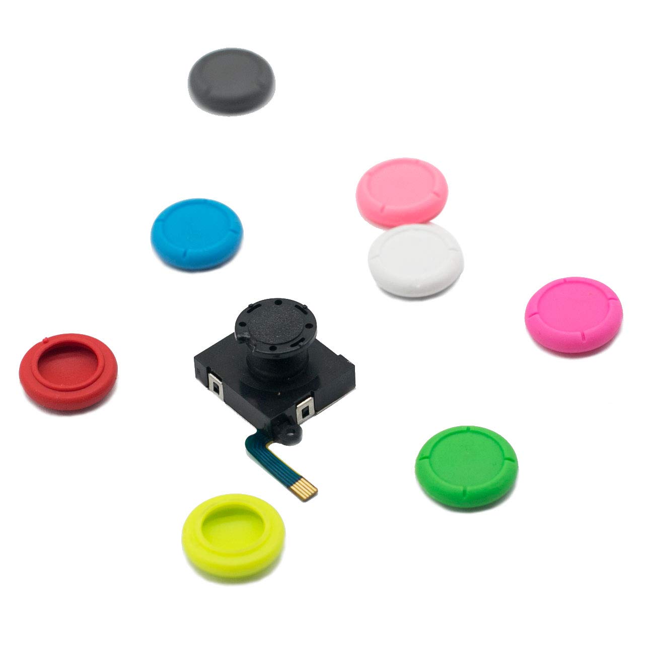 BRHE Replacement Thumb Grip Caps for Nintendo Switch 3D Analog Stick and Switch Lite Joystick Silicone Rubber Cover Set (White)