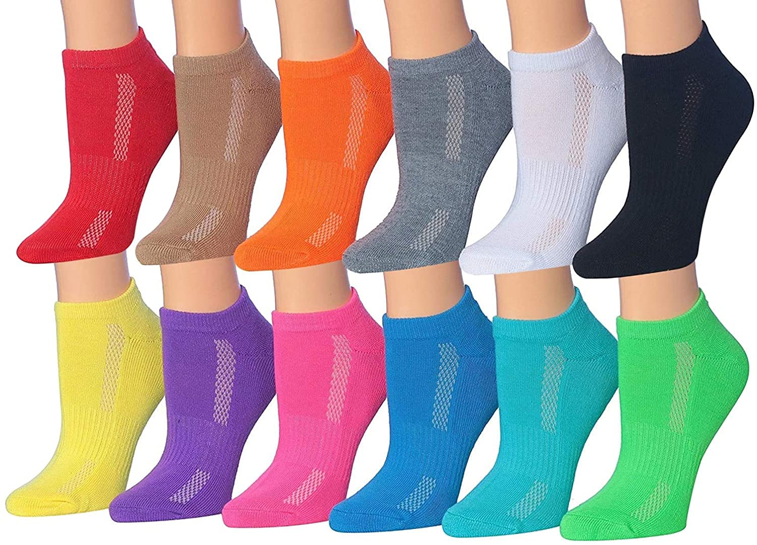 Tipi Toe Women's 12-Pairs Low Cut Athletic Sport Peformance Socks, WS12-12