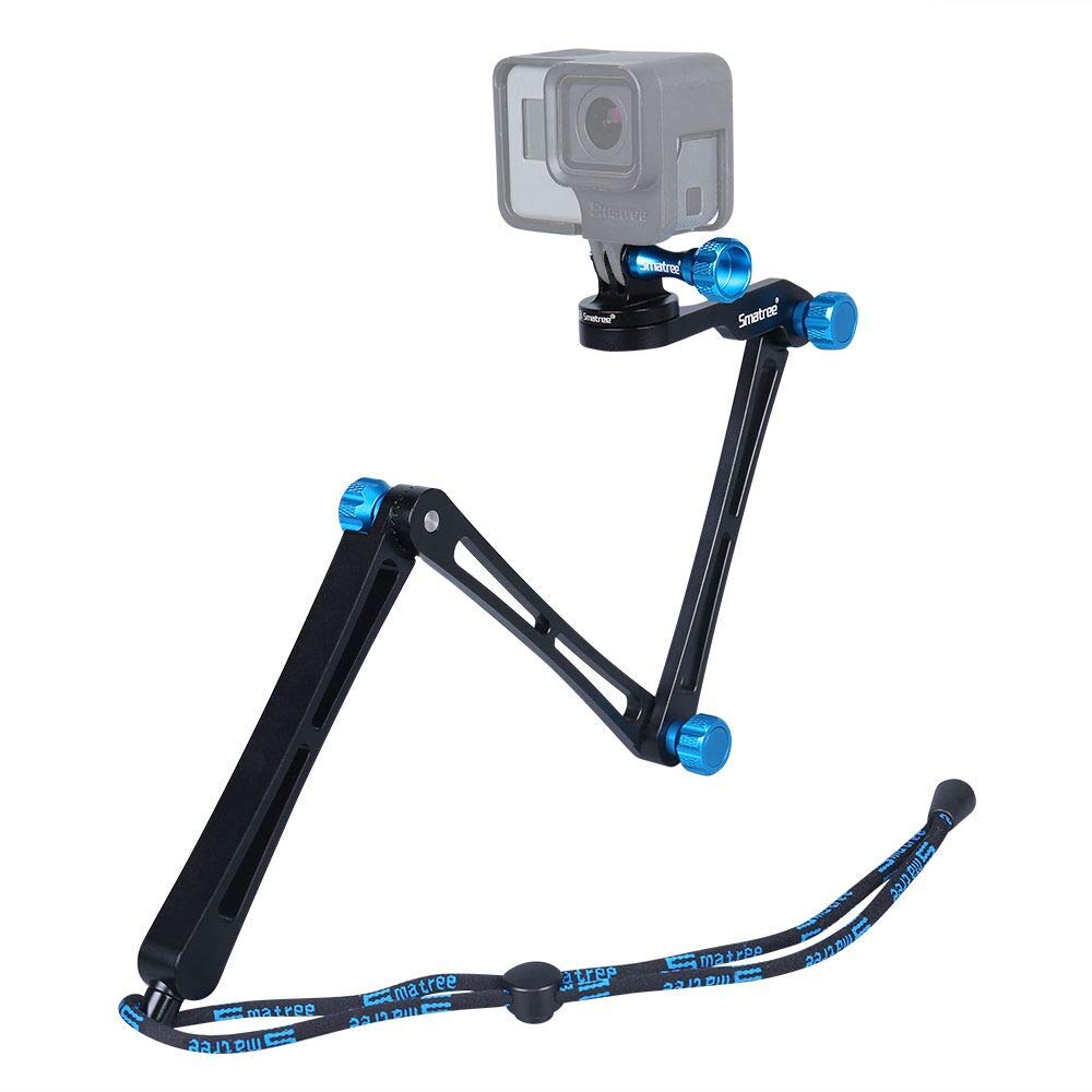 Smatree X1 Aluminium Foldable Pole 3-Way Ajustable Selfie Stick Compatible for G*Pro 12/11/MAX/10/9/8/7/6/5/4/3+/3/2018, DJI OSMO Action Camera.