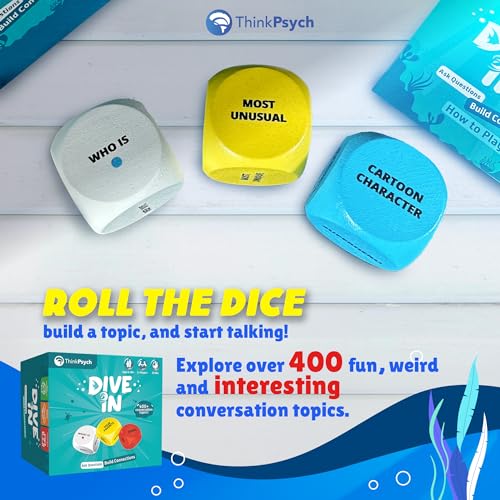 ThinkPsych 400+ Family Conversation Starters Dice & Card Game - Conversation Cards for Ages 6-99 - Best Family Games for Kids and Adults