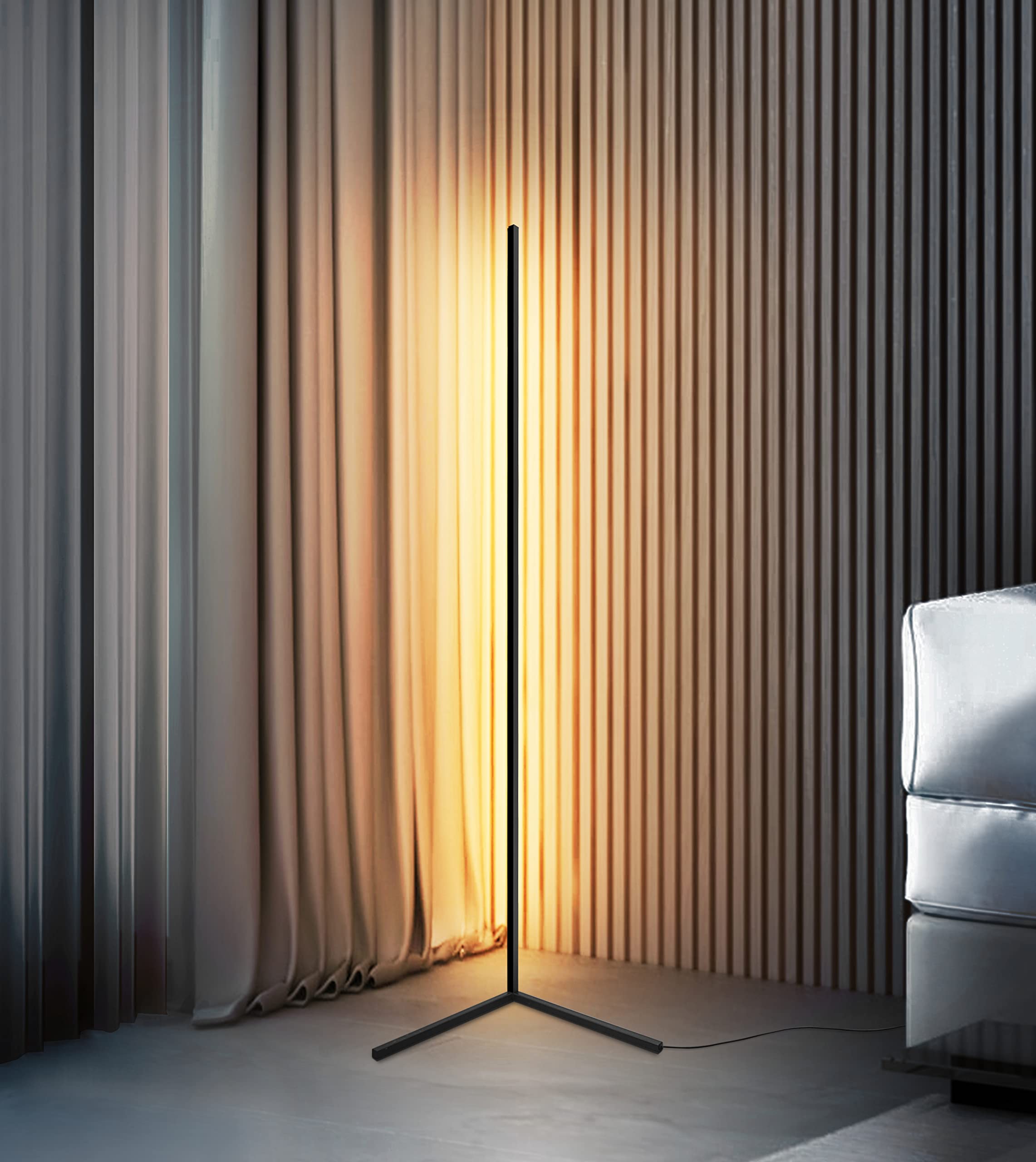 Wise Home Products Nordic Warm Lamp - Corner Lamp with Warm White Lighting, Modern Black Metal with Dimmable White Warm Light Floor Lamp