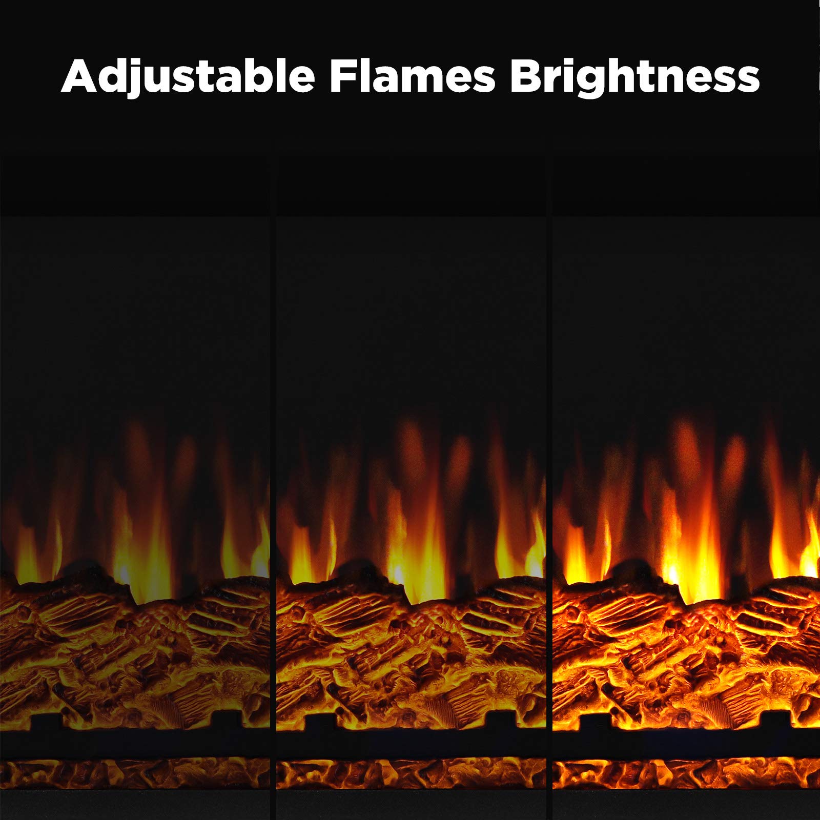 TURBRO Fireside FS18 Realistic Flames Electric Fireplace, Remote Control, 3 Adjustable Brightness Flames