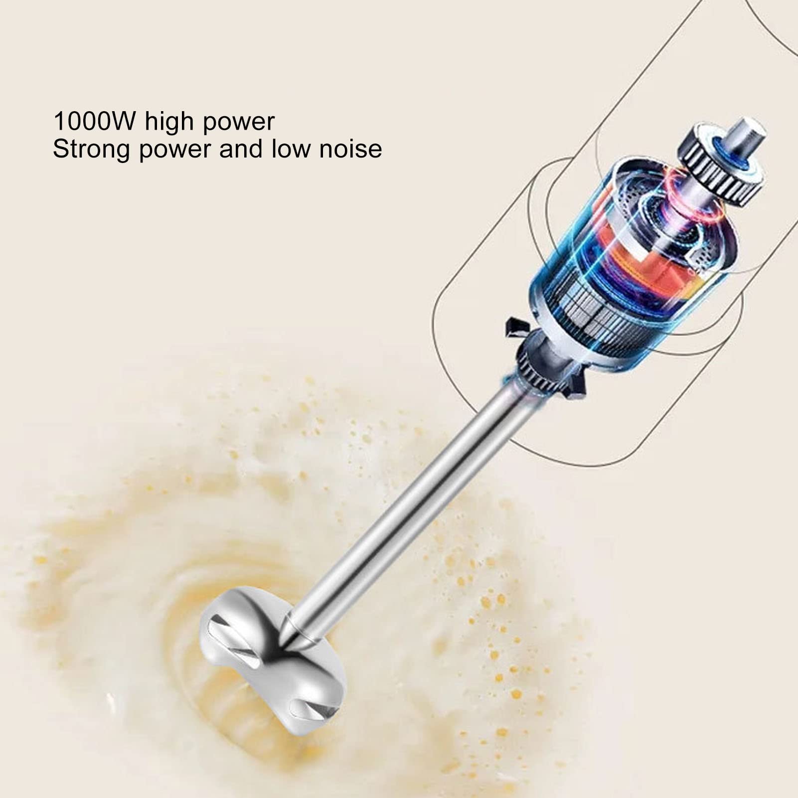 VTOSEN 4 In 1 Multifunctional Hand Blender Stainless Steel Food Processor with Mixing Cup, Meat Grinding Bowl, and US Plug 110V, Versatile Handheld Blender