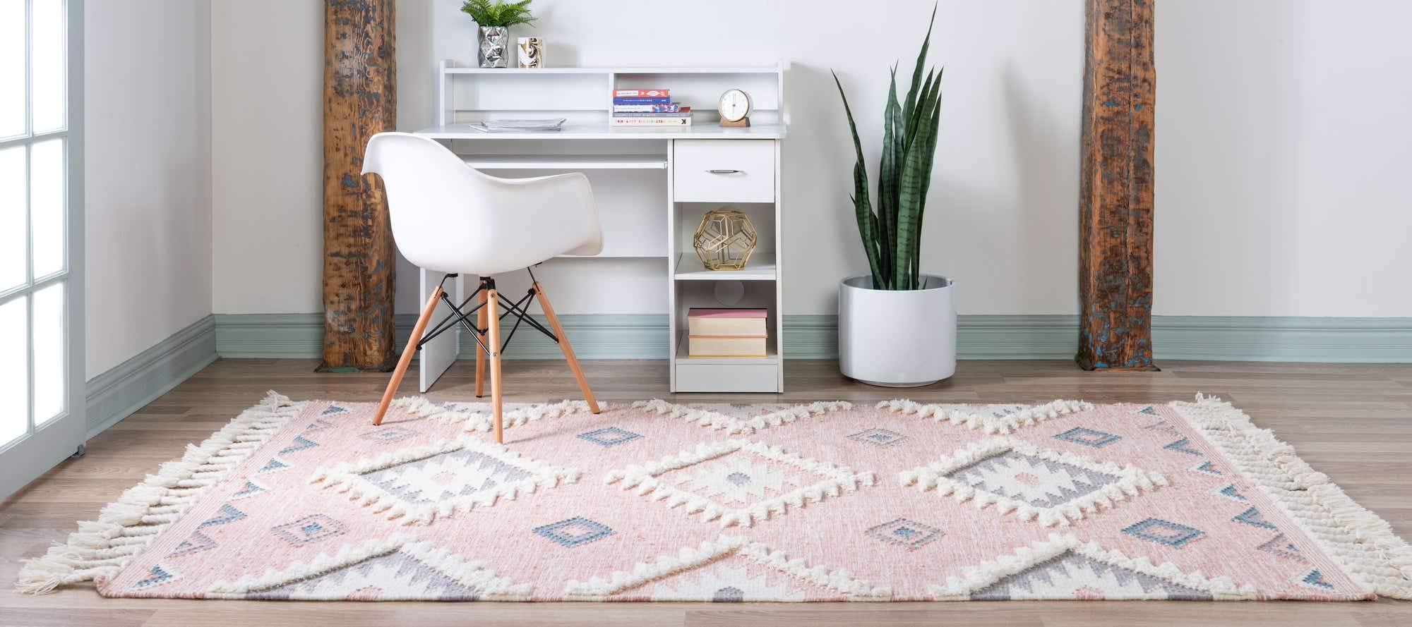 Unique Loom Mesa Collection Area Rug - Papago (8' x 11' Rectangle, Pink/ Cream)