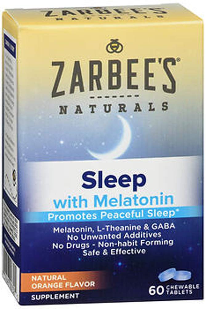 Zarbee's Naturals Sleep Melatonin, Orange Flavor, 60 Chewable Tablets (Pack of 2)