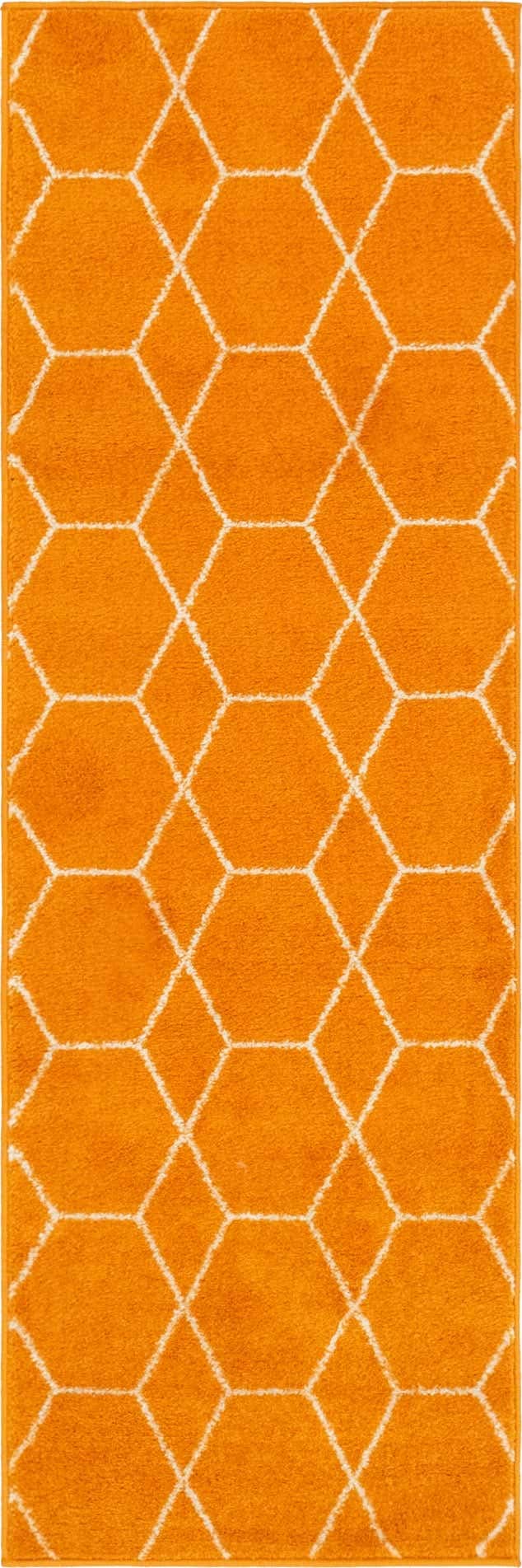 Unique Loom Trellis Frieze Collection Area Rug - Geometric (2' x 6' 1" Runner, Orange/ Ivory)