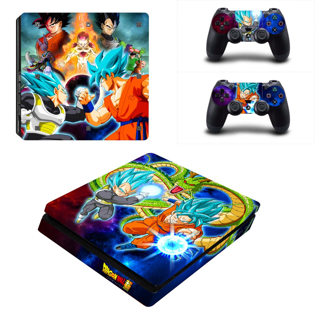 Vanknight PS4 Slim Console Controllers Skin Set Vinyl Decal Sticker for Playstation 4 Slim