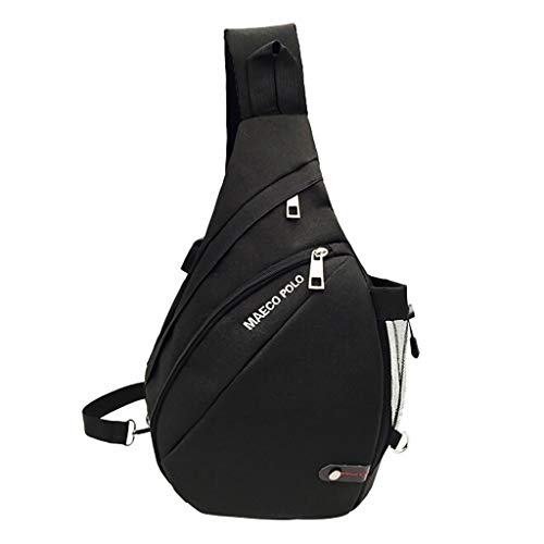 WUAI Sling Backpack with USB Charging Port, Sling Bag Small Crossbody Chest Shoulder Bag for Outdoor Hiking Travel
