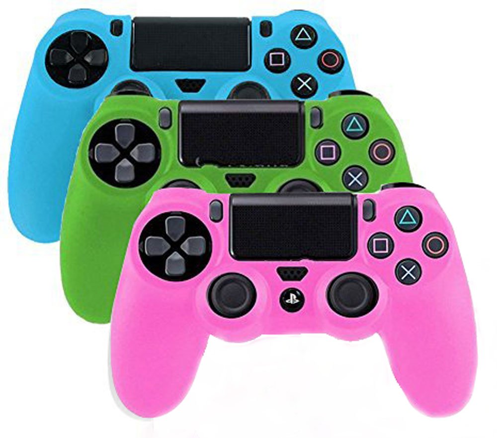 YTTL® 3 Pack Glow in Dark PlayStation 4 Controller PlayStation 4 Gamepads PS4 Controller Glow-in-the-Dark Silicone Protective Skin Case Cover Sony PS4--Blue/Green/Pink