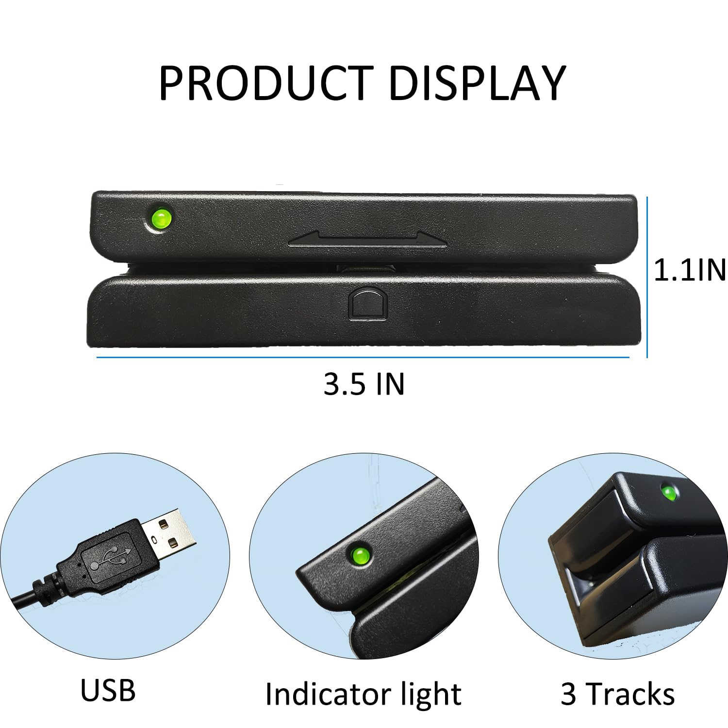 WODEMAX USB Bi-Directional Manual Credit Card Readers,3 Tracks Credit Card Reader for Computer,Magstripe Reader,Supprort with Windows, Linux, Mac os