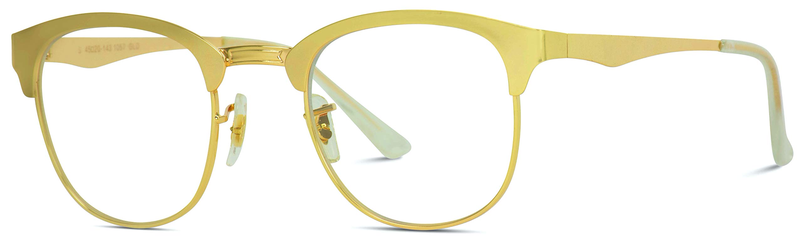WearMe Pro - Full Metal Frame Modern Half Frame Clear Lens Non-Prescription Glasses
