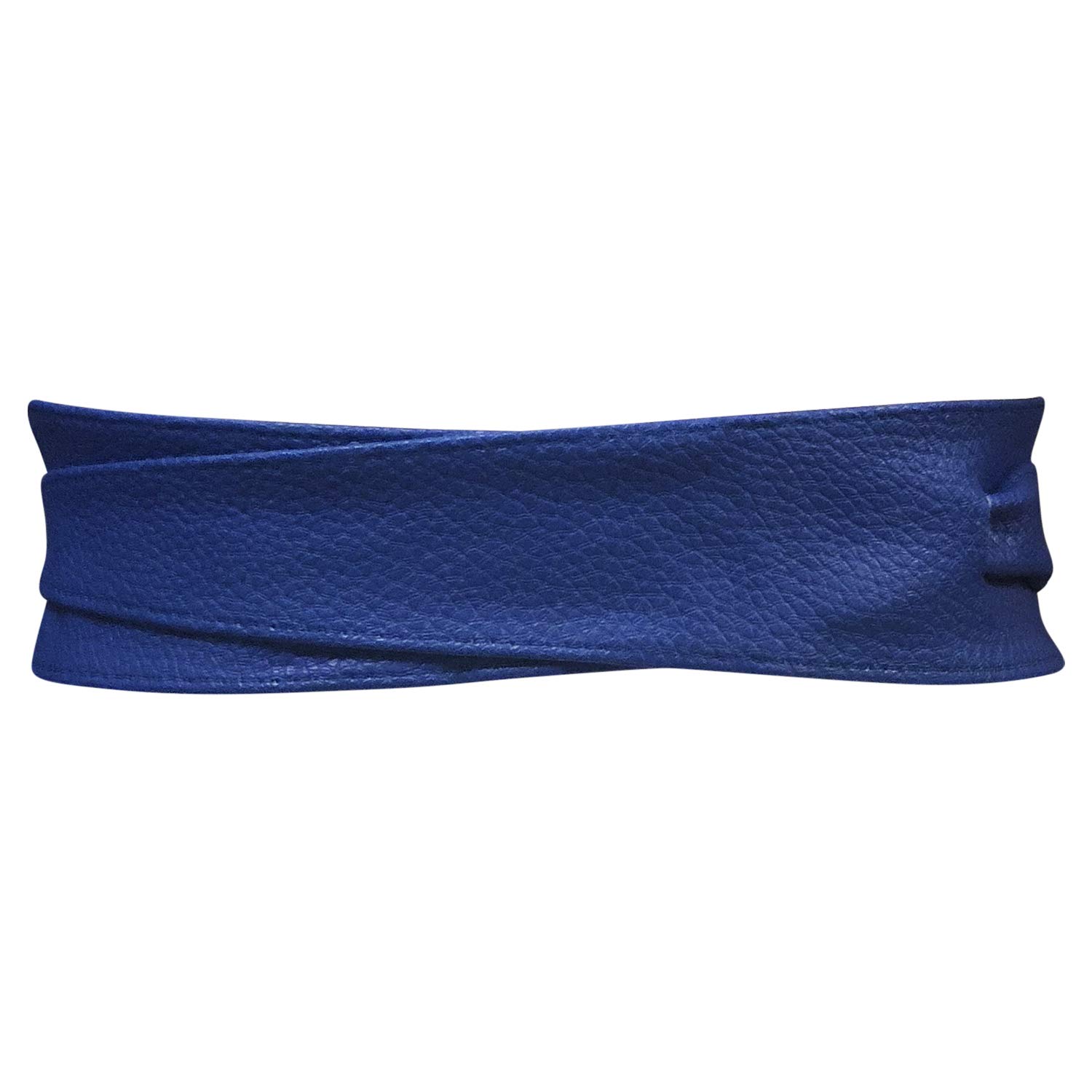 Women's Obi Belt Wide Lace Waist Band Faux Leather Cinch Tie up One Size Boho (Blue Leather)