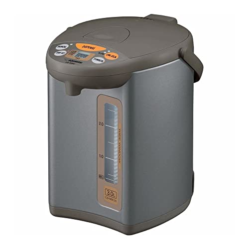 Zojirushi CD-WCC30 Micom 101 oz. Water Boiler and Warmer (Silver Dark Brown) Bundle with Inner Container Cleaner (4 Packets), and Ceramic Tiara Espresso Cup and Saucer Set (2-Pack) (4 Items)