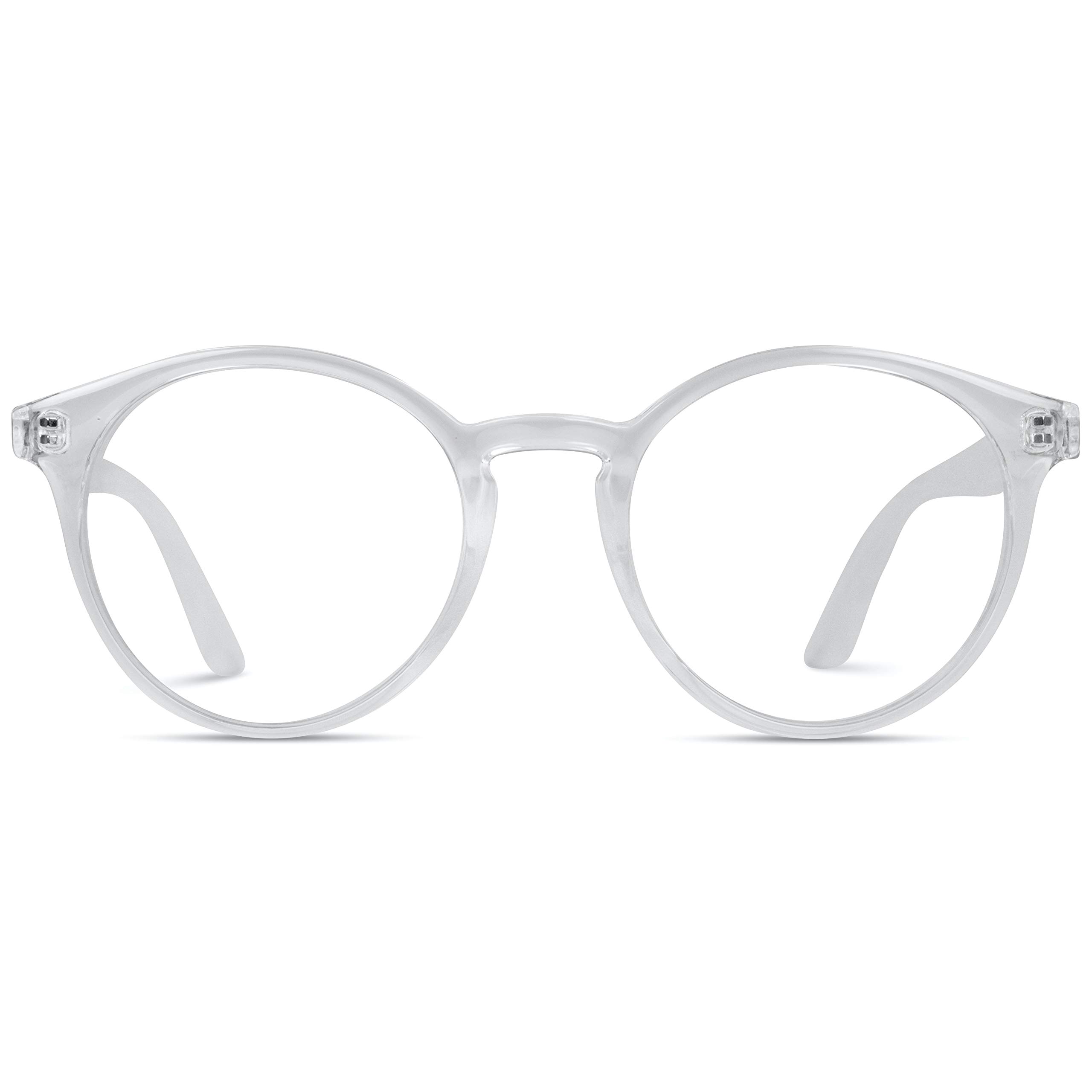 WearMe Pro - Transparent Clear Frame Round Blue Light Lens Computer Hipster Glasses