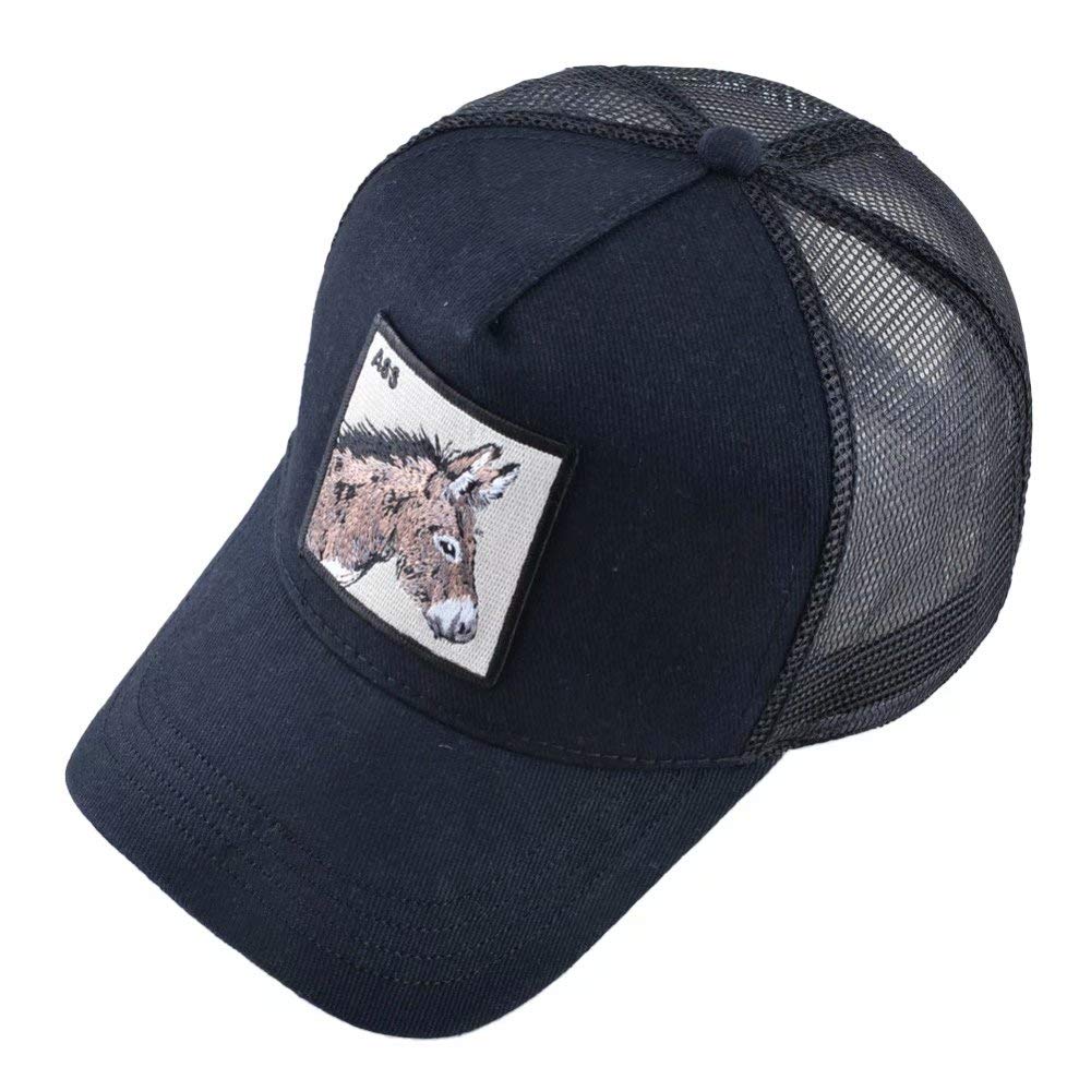 Unisex Animal Mesh Trucker Hat Strapback Square Patch Baseball Caps (Gray Fox)