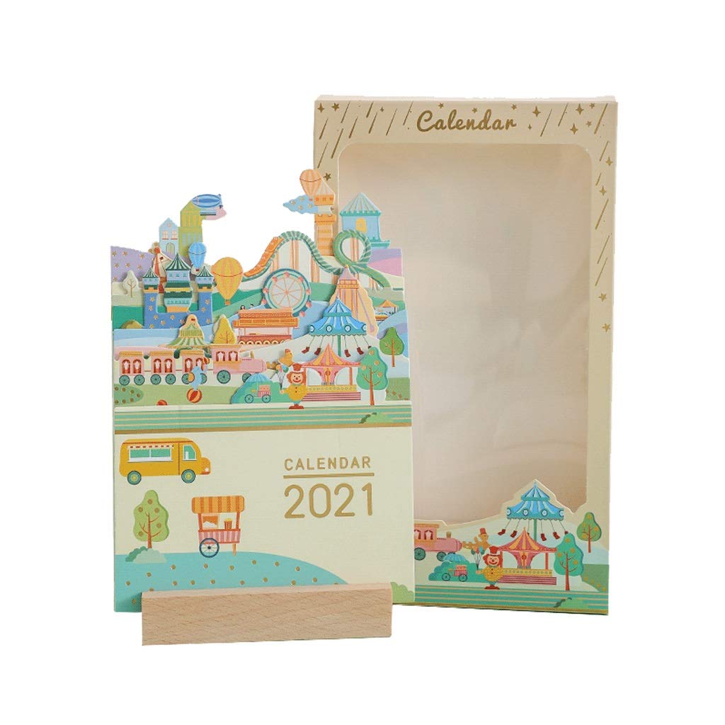 WUHE Desk Calendars 2021 Desk Calendar Cartoon Desk Calendar Cute Plan Card Perpetual Calendar Student Countdown Clock-in Notepad Customization Calendars (Color : A Desk Calendar)