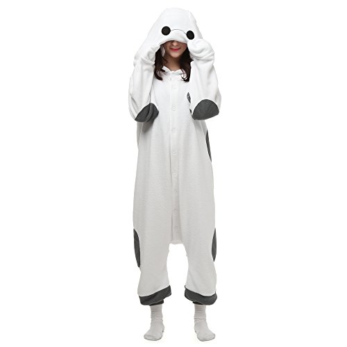 TSMY Halloween Costume Adult Unisex Baymax Onesie Pajamas White Large
