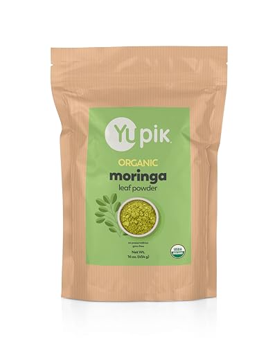 Yupik Organic Powder Superfood, 1 lb Moringa Leaf, 16 Oz, Non-GMO, Vegan, Gluten-Free