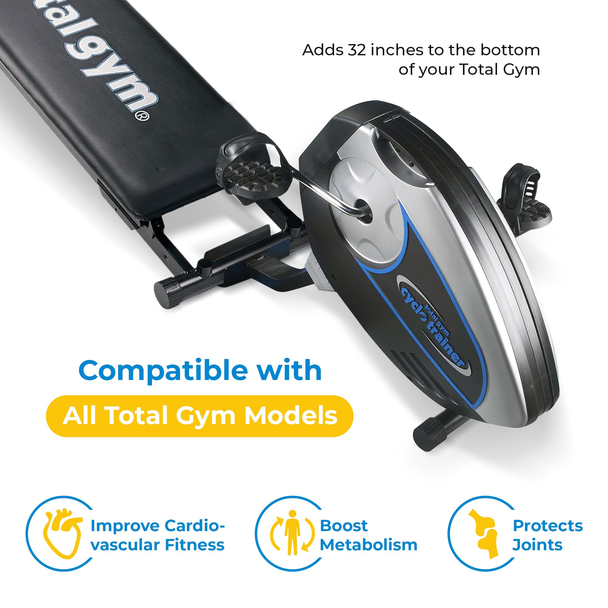 Total Gym Attachable Cyclo Supportive Trainer with Digital Monitor Progress Tracking Display for Home Workout Exercise Machines, Black