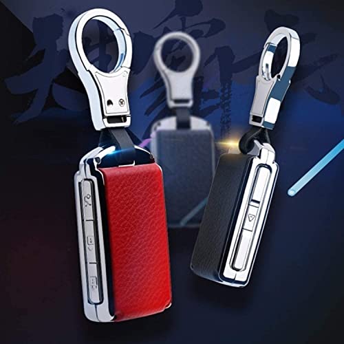 ZHAOZOUL Key Fob Remote Cover for Volvo XC90 S90L 2016 2017 XC60 2018 Car Keychain Accessories (Silver Red)