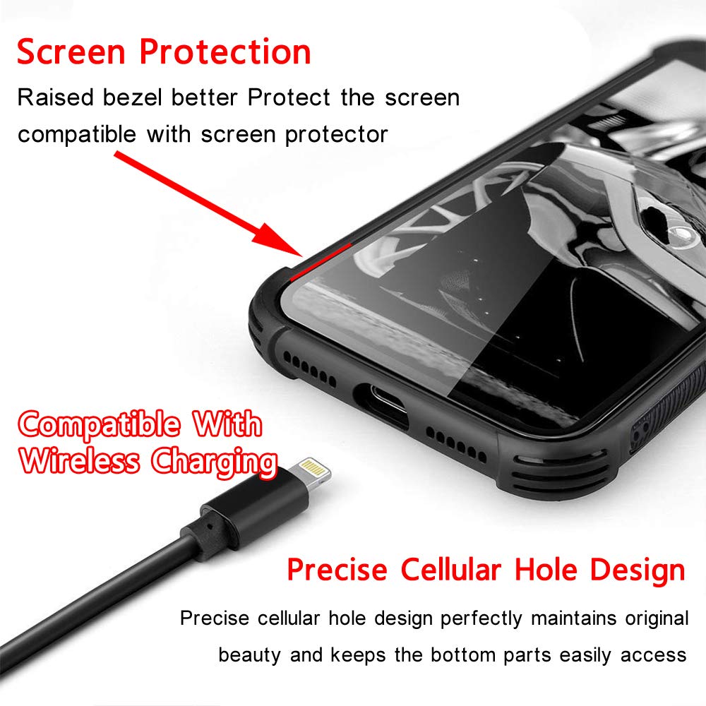 ZHEGAILIAN Case Compatible with iPhone XR Case,Black and White American Flag Case,Tempered Glass Back+Soft Silicone TPU Shock Protective Case for iPhone XR Case.