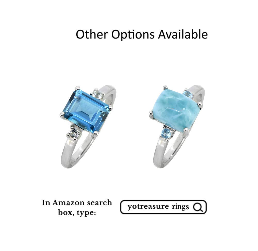 YoTreasure 2.87 Cts. Larimar Swiss Blue Topaz Solid 925 Sterling Silver Ring