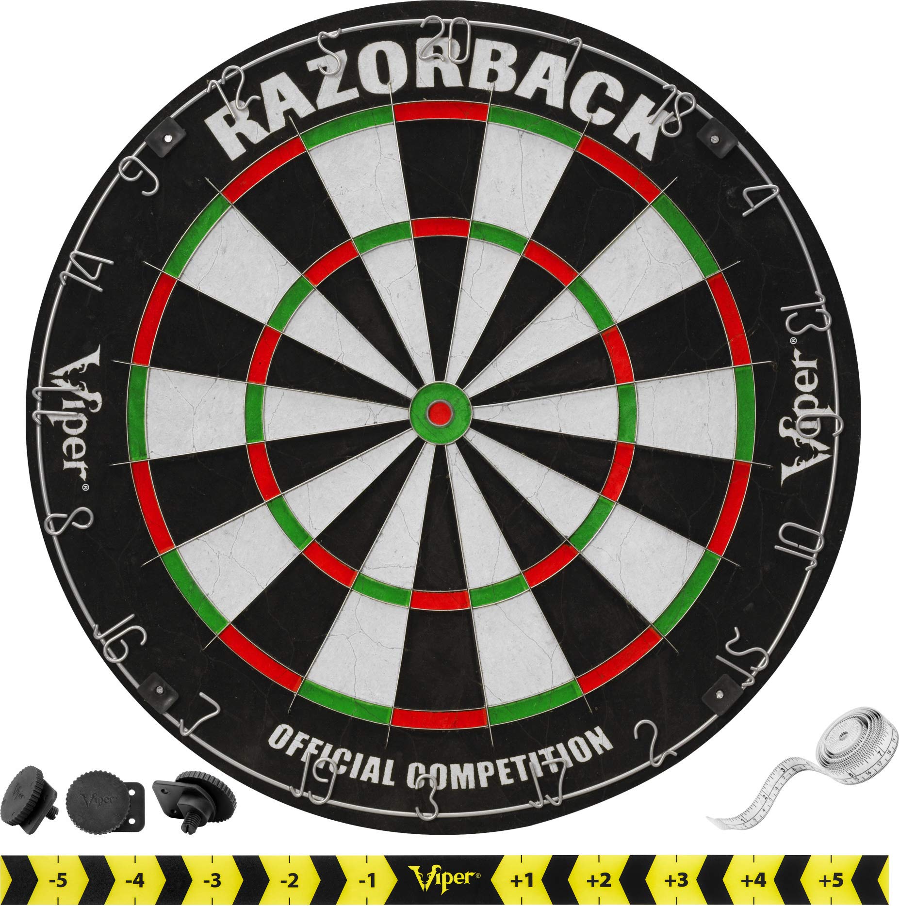 Viper Razorback WDF Accredited, Official Competition Bristle Steel Tip Dartboard Set w/ Staple-Free Razor Thin Spider Wire Self-Healing , Multicolored, One Size, 42-6006