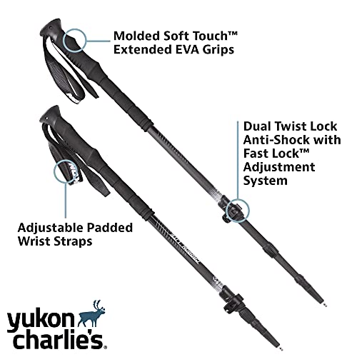 Yukon Charlie's Carbon Lite Trekking Poles, Fast Lock Adjustment System, Trekking and Snow Baskets Included