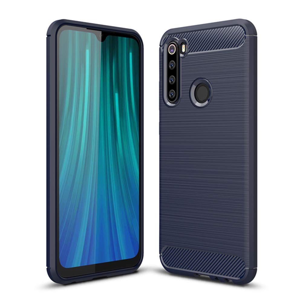 Xiaomi Redmi Note 8 Case, Silicone Leather[Slim Thin] Flexible TPU Protective Case Shock Absorption Carbon Fiber Cover for Xiaomi Redmi Note 8 Case (Navy)