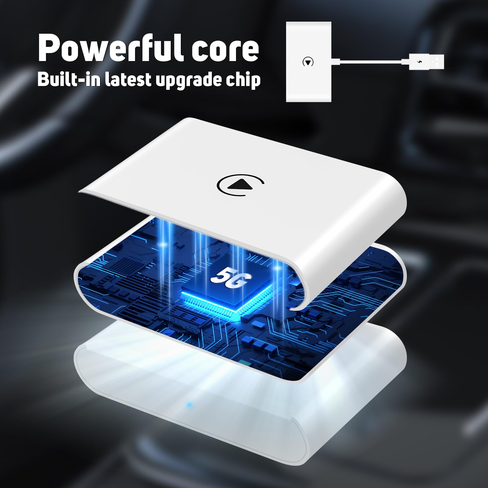 WOLIOS Wireless Carplay Adapter for Factory Wired CarPlay Apple Carplay Wireless Adapter Plug & Play Wired to Wireless CarPlay Dongle 2024 Update Low Latency