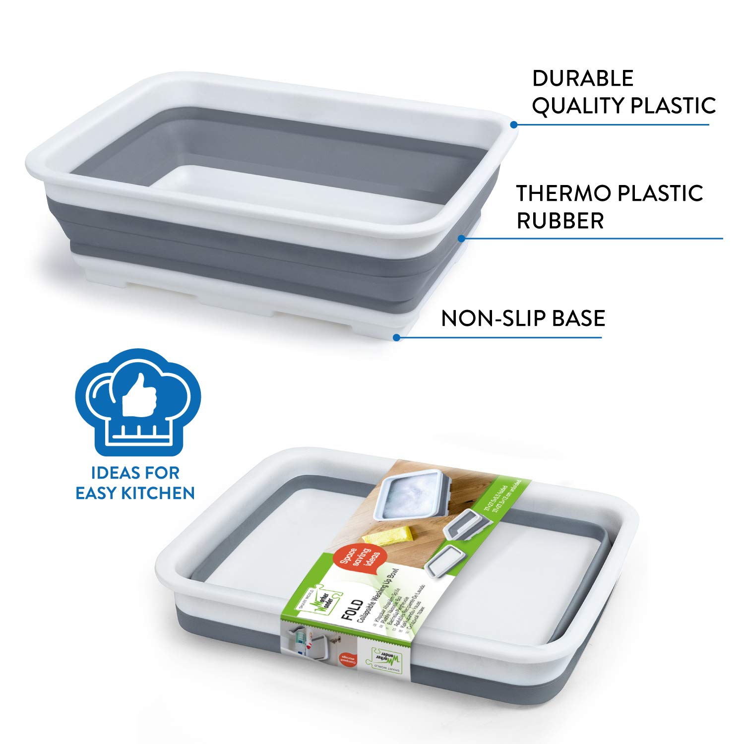 WonderWorker FOLD collapsible washing up bowl foldable 14.6X10.8X4.7