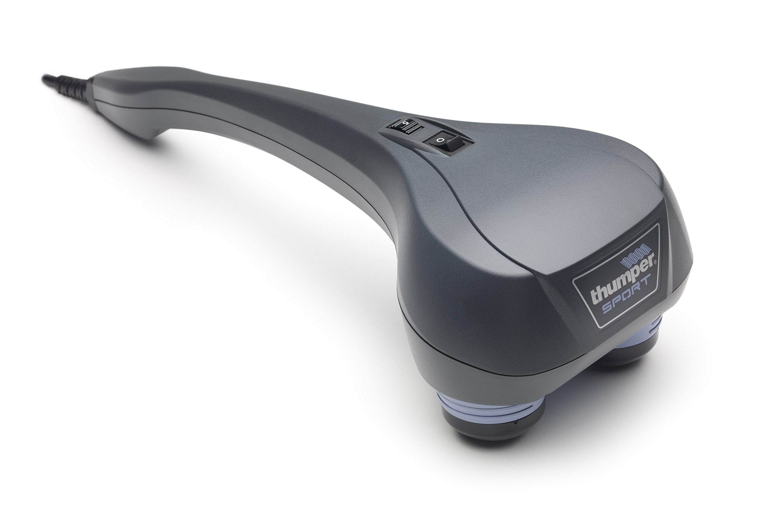Thumper Sport Percussive Massager - Deep tissue home use massager for muscles, back, shoulders, legs, arms. Portable percussive therapy action electric handheld massager with long handle