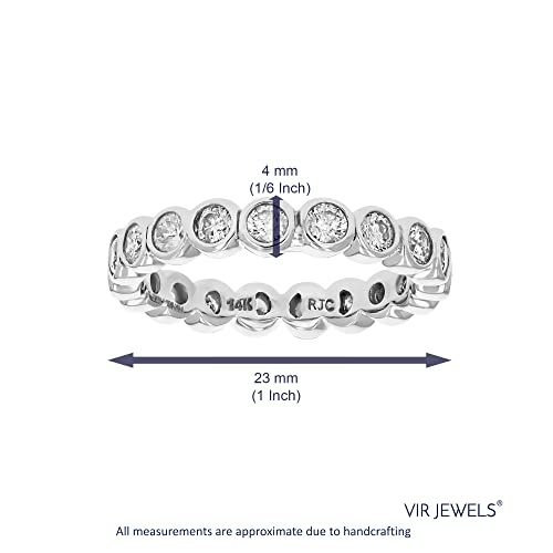 VIR JEWELS 1.50 cttw Diamond Eternity Ring for Women, Wedding Band in 14K White Gold Bezel Set, Size 7
