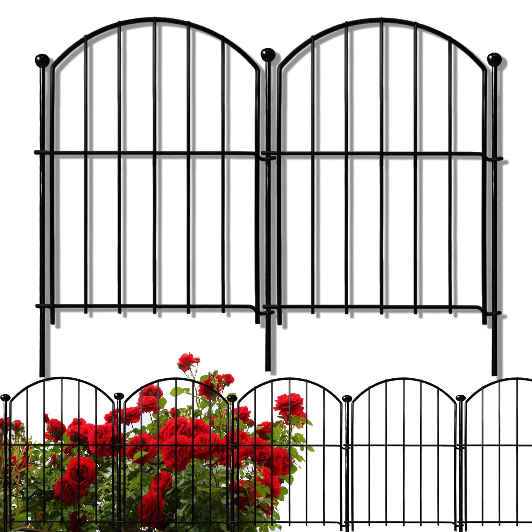 Thrivinest Decorative Garden Fence 21in x10ft, 10 Pack Rustproof Metal No Dig Fence Animal Barrier for Dog, Arched Flower Bed Edging Ornamental Wire Border Panel Fencing for Yard Patio Outdoor Decor